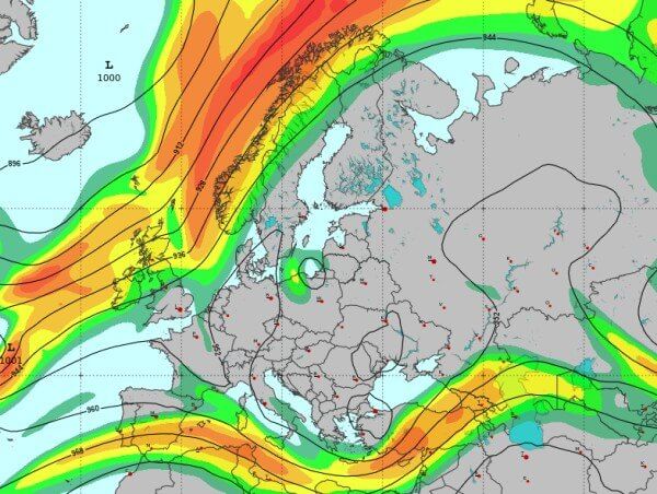 Verkehrte Wetterwelt in Europa