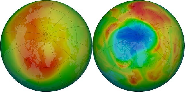 Seltenes Ozonloch über dem Nordpol